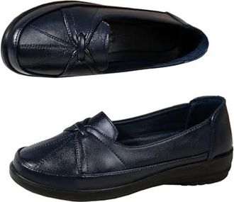 Generic Chaussures orthop&eacute;diques en cuir pour femme, l&eacute;g&egrave;res, antid&eacute;rapantes et respirantes, &agrave; bout rond, style d&eacute;contract&eacute;, mocassins de marche plats pour le