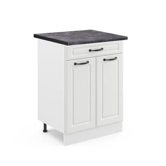 Vicco Meuble Cuisine R-Line, Blanc Campagne/Blanc, 60 cm avec tiroir, PT Anthracite