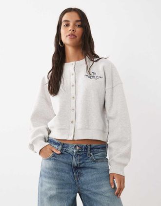 Abercrombie & Fitch gilet boxy preppy gris clair