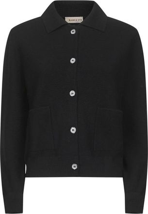 Blanca Vita Femme, Pulls, Noir, Taille: 42 FR Cardigan en laine vierge &agrave; boutons