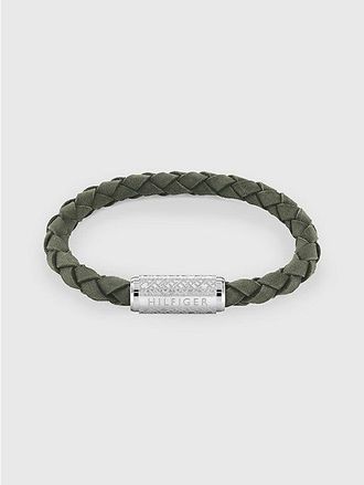 Tommy Hilfiger Bracelet en daim tress&eacute; l&acirc;che vert
