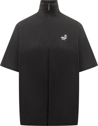 Msgm Msgm, Femme, Tops, Noir, Taille: 40 FR T-shirt en jersey avec col montant et zip