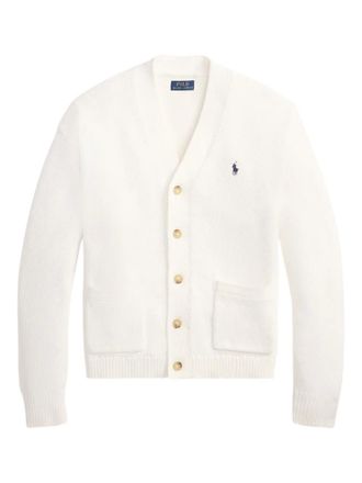 Polo Ralph Lauren cardigan &agrave; logo brod&eacute; - Blanc