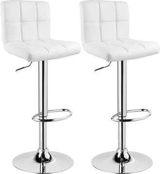 Woltu Woltu - lot de 2 Tabouret de bar en cuir artificiel, Si&egrave;ge bien rembourr&eacute;, Tabouret ajustable en hauteur, Blanc
