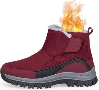 Generic Chaussures Chaudes Peluche Hiver pour Femme, Bottes De Marche Réglables, Sans Lacets Sneakers, Semelle Antidérapante Women Red 37