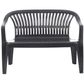 Dmora Outdoor-Bank Asmi, 2-Sitzer, stapelbar Made in Italy, Armlehnen, 114x55x82h cm Anthrazit-Schwarz