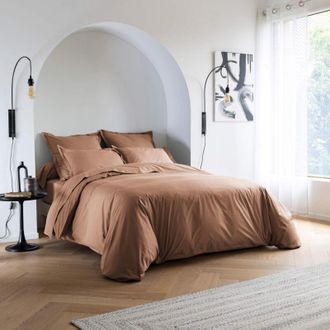 Someo Housse de couette coton percale Marron 240x220 - SOMEO - MORPHEE