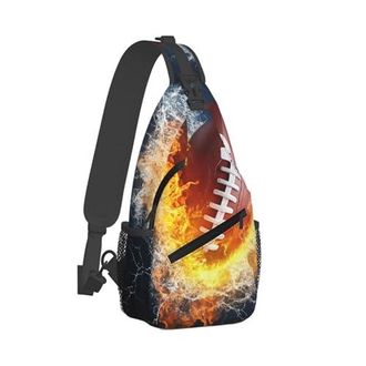 Generic L&eacute;ger Sacoche Bandouliere Football am&eacute;ricain Eau Feu Flamme Sacs &agrave; Bandouli&egrave;re Casual Sac &agrave; Dos De Voyage pour Randonn&eacute;e Cyclisme &eacute;cole