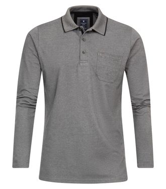 Redmond Polo-Shirt Langarm Uni nah 70 grau 3XL