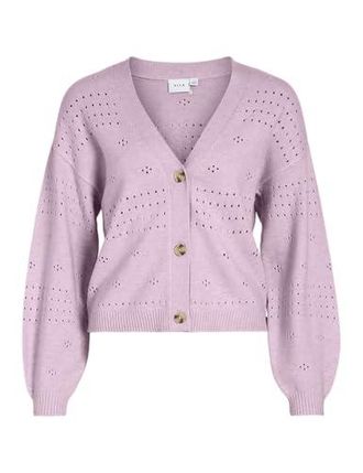Vila Vila Neck Knit Viril Noos Cardigan en Tricot &agrave; col en V L/S, Orchid&eacute;e Winsome, L Femme