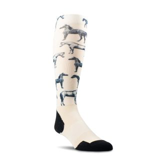 Ariat TEK Slim Printed Socks in Summer Sand Horse