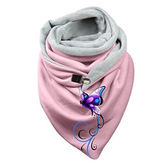 Generic &Eacute;charpe chaude &agrave; boutons pour femme Motif fleurs, C, Taille unique
