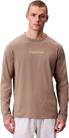Calvin Klein Herren Langarmshirt Crew Neck Rundhalsausschnitt, Braun (Captivating Gray), L