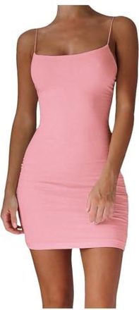 Generic Mini Robe Femme Sexy, Robe Moulante Femme Dos Nu à Bretelles sans Manches Couleur Unie Grande Taille Chic Et éLéGante DéContracté Confortables Douces 