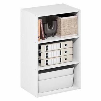 Furinno Basic 3-st&ouml;ckiges offenes Regal, B&uuml;cherregal, Aufbewahrungsorganizer, 29 x 42.2 x 67.1 cm, Wei&szlig;