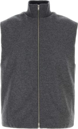 Jil Sander Homme, Vestes, Gris, Taille: XL Sleeveless High-Neck Zip Vest