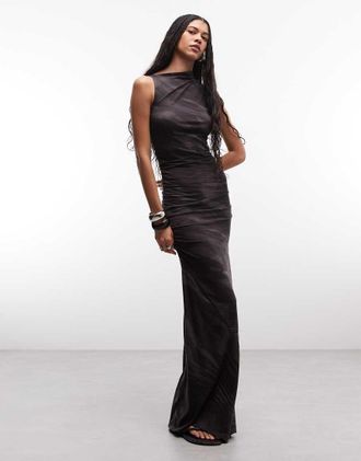 Weekday Asymmetrisches Maxikleid in Schwarz mit Zebramuster