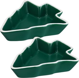 BESTOYARD 2St&uuml;cke Weihnachts Sauce Dish in Tannenbaumform Multifunktionale Snackplatte F&uuml;R N&uuml;Sse Trockenfr&uuml;Chte Und Dips Keramik in Dunkelgr&uuml;N 12X10X2.5Cm F&uuml;R F