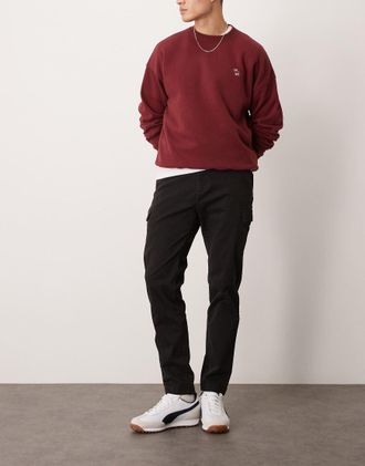 Calvin Klein Modern - Schmal zulaufende Twill-Hose in Schwarz