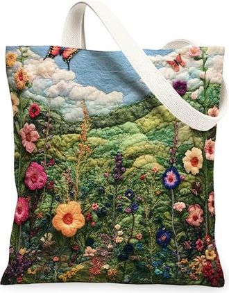 Generic Sac fourre-tout en toile de rose tr&eacute;mi&egrave;re pour le shopping 33 x 38 cm, sac d&eacute;picerie r&eacute;utilisable pour femme, motif floral de voyage, d&eacute;coration cadea