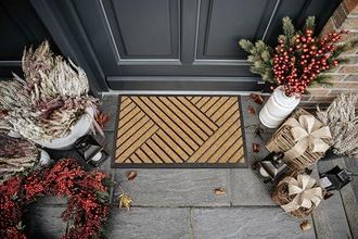 Hanse Home HANSE Home Paillasson en Coco et Caoutchouc pour lintérieur et lextérieur - Naturel - Motif à Rayures - Résistant aux intempéries et antidérapant - po