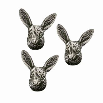 Loberon Deko-Pin 3er Set Gimont, Kerzendekoration mit Hasenmotiv, Hasen-Pins, Ostern, Osterdekoration, antiksilber