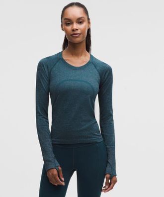 lululemon Haut manches longues Swiftly Tech 2.0 Longueur taille Sparkle pour Femmes - Bleu - Taille 10