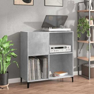 vidaXL Armoire &agrave; disques gris b&eacute;ton 84,5x38x89 cm bois ding&eacute;nierie vidaXL