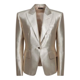 Tom Ford Femme, Vestes, Jaune, Taille: 40 FR Veste Crois&eacute;e &agrave; Revers en Pointe