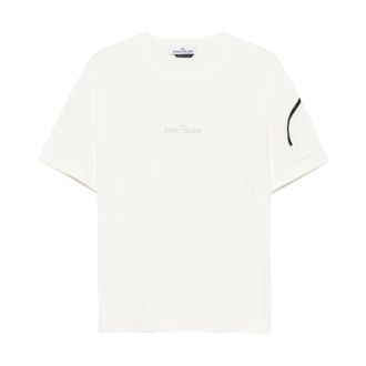 Stone Island Homme, Tops, Blanc, Taille: L T-Chemises