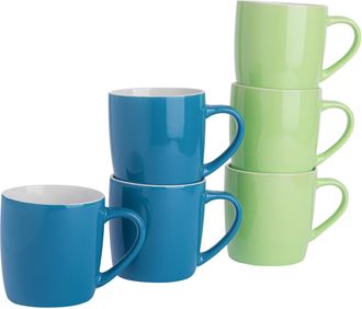 Argon Tableware Farbige Kaffeetassen - 350ml - Packung Von 6 - Blau/Grün