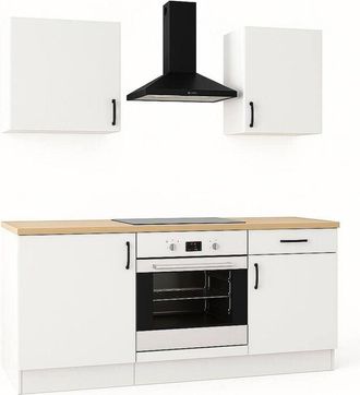 Dmora Komplette K&uuml;che Fascia, Moderne K&uuml;chenkomposition, Modular Set f&uuml;r K&uuml;che, Funktionelle K&uuml;chenl&ouml;sung, Wei&szlig; und Eiche - Dmora