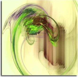 Paul Sinus Art Bottom up - Abstrakt345_60x60cm Bild auf Leinwand gr&uuml;n braun lila Abstraktes Motiv quadratisches Format Kunstdruck auf Keilrahmen