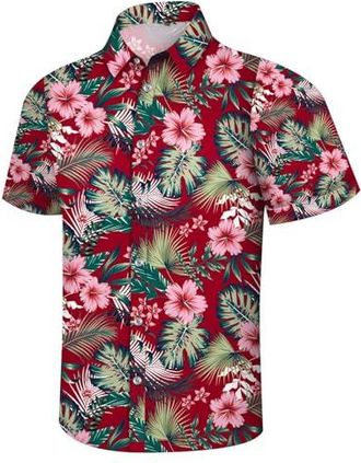 Generic Chemise boutonn&eacute;e &agrave; manches courtes pour homme - Coupe ajust&eacute;e - Style d&eacute;contract&eacute; - Pour l&eacute;t&eacute; - Imprim&eacute; arbre - Chemise de vacances hawa&iuml;enne l&eacute;g&egrave;re,