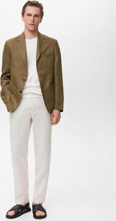 Mango Salerno Anzugjacke 100% Leinen Slim Fit khaki - Herren - 46 - MANGO MAN