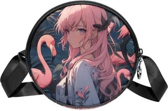 Generic Sac &agrave; bandouli&egrave;re Circle pour femme, petit sac &agrave; bandouli&egrave;re avec fermeture &eacute;clair, bretelles r&eacute;glables, sac &agrave; main rond d&eacute;contract&eacute; pour femmes et fi