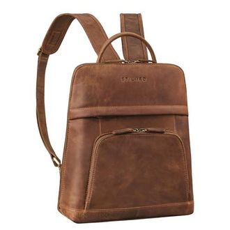 STILORD Jolanda El&eacute;gant Sac &agrave; Dos Cuir Femme Petit 10,1 Pouces Tablet Vintage Backpack Mini Sac &agrave; l&Eacute;paule Compact sac &agrave; dos femme cuir v&eacute;ritable, Couleur:marr