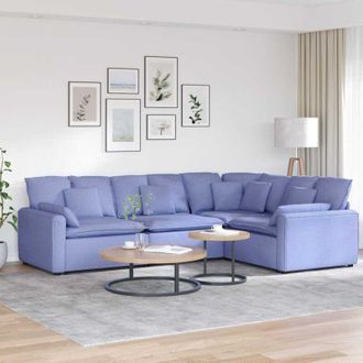 vidaXL Vidaxl - Modulares Sofa mit Kissen Stoff Jeansblau