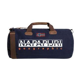 Napapijri Blau gewachste Baumwoll-Reisetasche mit abnehmbarem verstellbarem Schultergurt - - Bags - Damen - Blau - ONE SIZE