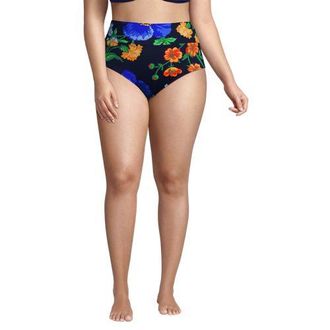 Lands End Bikinihose zum Umschlagen, High Waist,, Damen, Gr&ouml;&szlig;e:52 plus, Blau, Elasthan/Nylon-Mischung, by Lands End