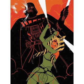 Star Wars Leinwanddruck Ahsoka Vs Darth Vader (30 cm x 40 cm) (Rot/Grün/Schwarz)