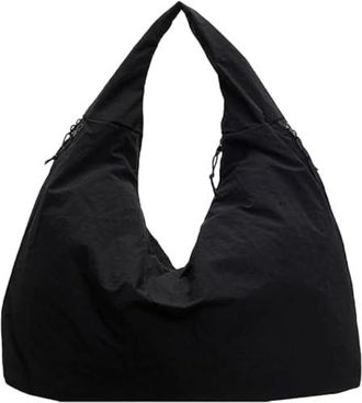 Generic Sac Fourre-Tout Drapé Texturé De Couleur Unie Pour Femme, Sac à BandoulièRe Polyvalent De Grande Capacité, Sac à BandoulièRe DéContracté En Toile (Bla