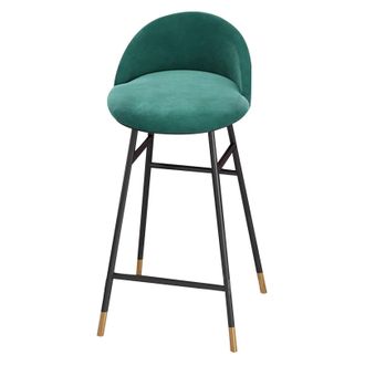 Generic Samt-Barhocker mit Metallbeinen, gepolsterter Samt-Hocker in Tresenh&ouml;he, Esszimmer- und Kneipenstuhl