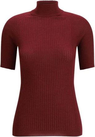 SA SU PHI Femme, Pulls, Rouge, Taille: 40 FR Top sans manches en maille c&ocirc;tel&eacute;e &agrave; col montant
