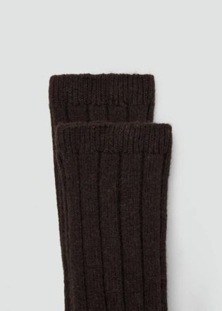 Mango Chaussettes laine m&eacute;lang&eacute;e maille c&ocirc;tel&eacute;e chocolat - Femme - Taille unique - MANGO
