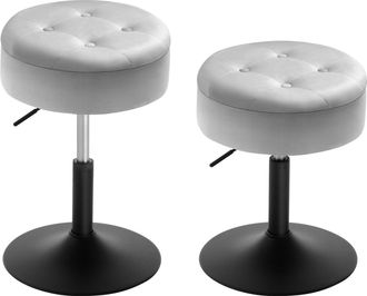 Woltu Schminktisch Stuhl 2er Set, Sitzhocker mit Stauraum, Hocker H&ouml;henverstellbar aus Bequemem Samt, 360&deg; drehbar, F&uuml;r Schlafzimmer, Wohnzimmer, Esszimmer,