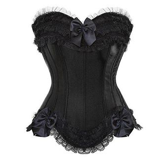 Grebrafan Satin Bustier Corset Mariage Femme Sexy Grande Taille (EU(40-42) 2XL, Rouge)