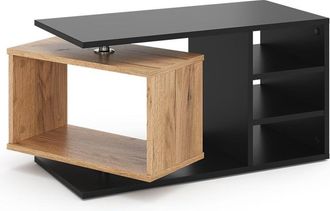 Vicco Couchtisch Rafi, Couchtisch mit der Ablage, Schwarz/Eiche, 88 x 35 cm