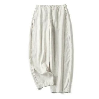 Generic Sarouel d&eacute;t&eacute; en soie glac&eacute;e taille haute pantalon d&eacute;contract&eacute; ample grande taille coton polyester m&eacute;lange mince SLE Commute artistique, abricot, 4XL G