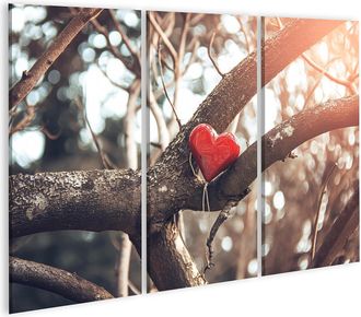 Islandburner Bild auf Leinwand Rotes Herz zwischen winterlichen &Auml;sten f&uuml;r Wohnzimmer Romantiker Florist Bilder Wandbilder Poster